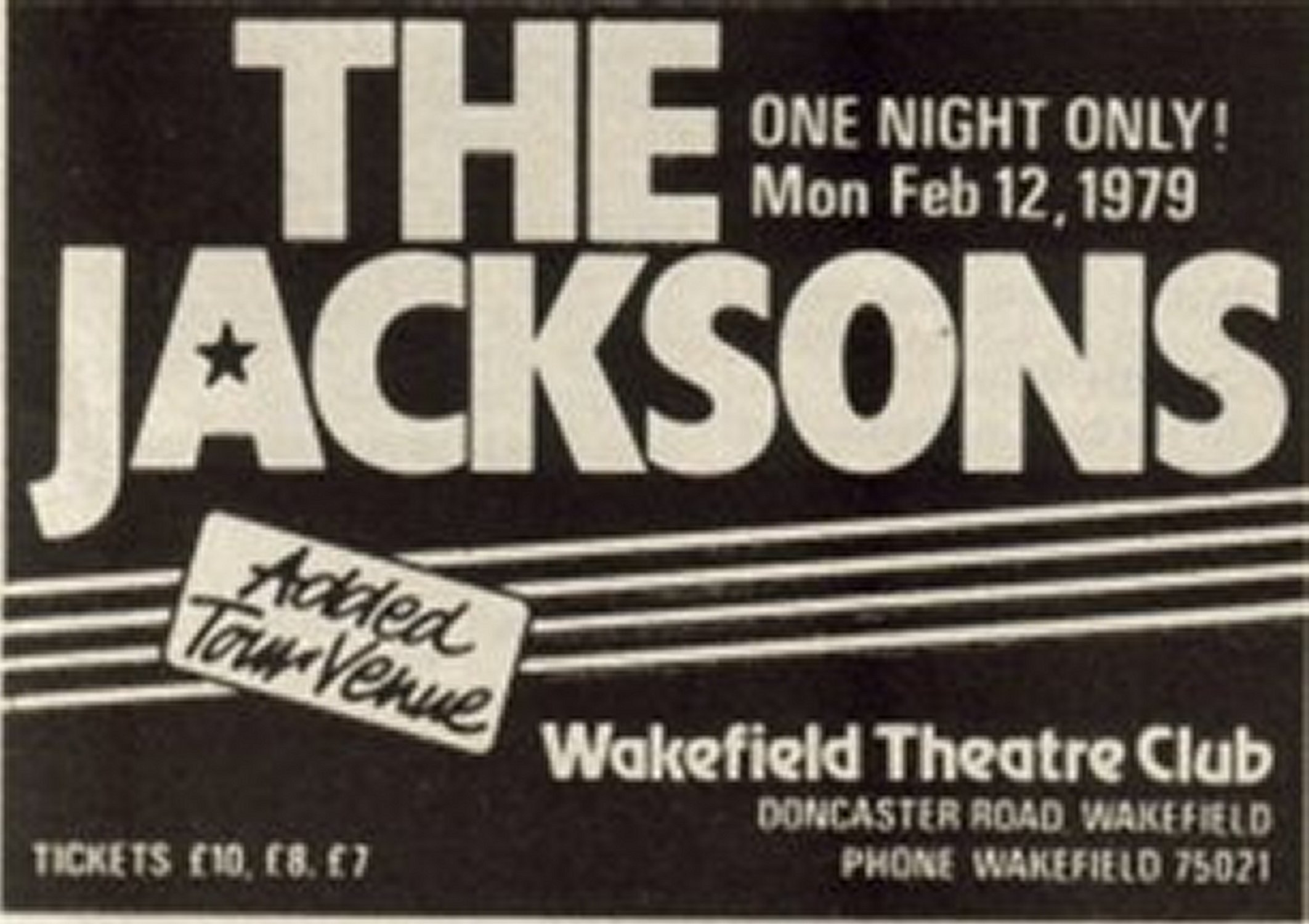 The Jacksons au Wakefield Theater Club (Angleterre), le 12 février 1979